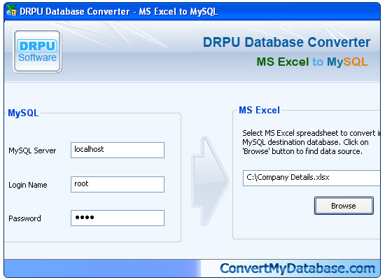 MS Excel to MySQL database converter software screenshots db migration tool MS Excel to MySQL database converter software screenshots db migration tool